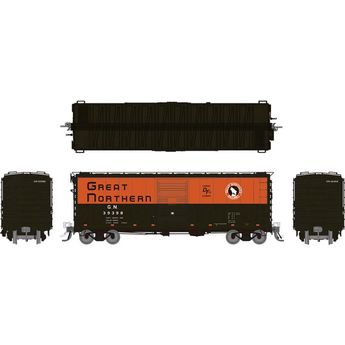 HO GN 40' Boxcar w/ Early IDNE: Great Northern - Green & Orange: Single ...
