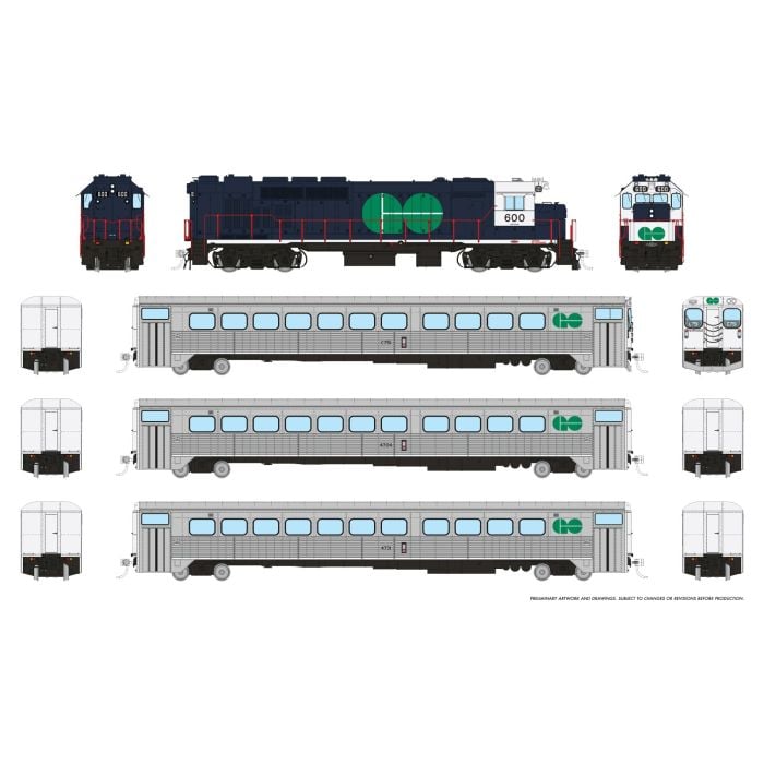 HO GO Transit Set (DC/Silent): Blue Set #1 (Loco: 600 Cab: C751 Coaches ...