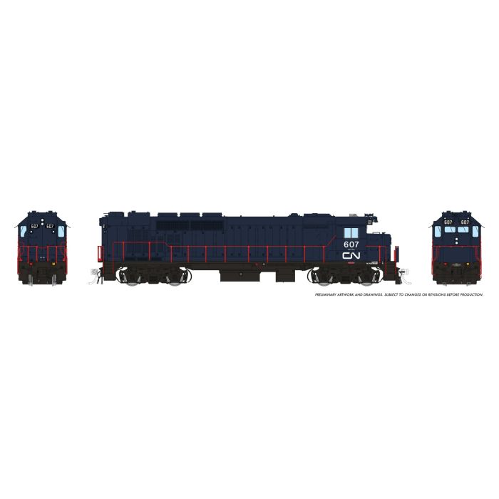 HO GP40TC (DC/Silent): CN Rail - Blue Scheme: #607 - Rapido Trains Inc.
