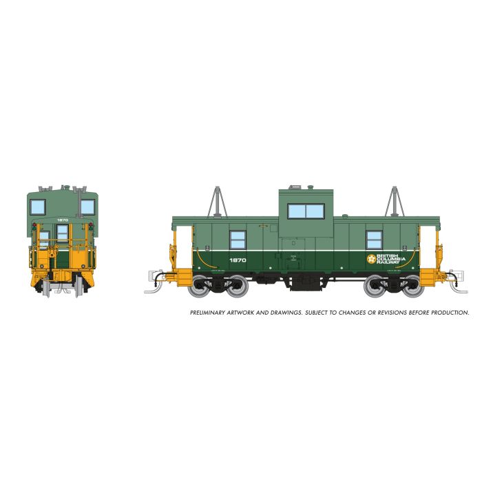 N Wide Vision Caboose: BC Rail - Two-tone Green Scheme: #1870 - Rapido ...